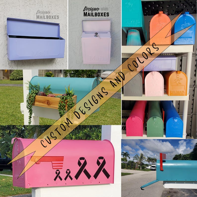 Large Size Mailbox Teal Painted Post Mount Mailbox House Warming Gift ...