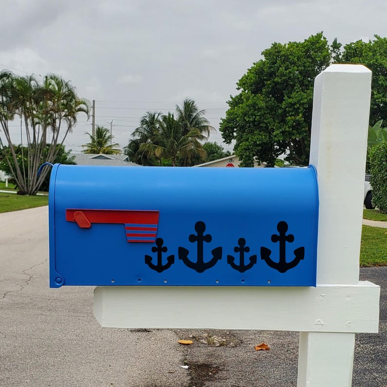 Anchor Mailbox Painted Teal Blue Housewarming Gift for Boat Lover ...