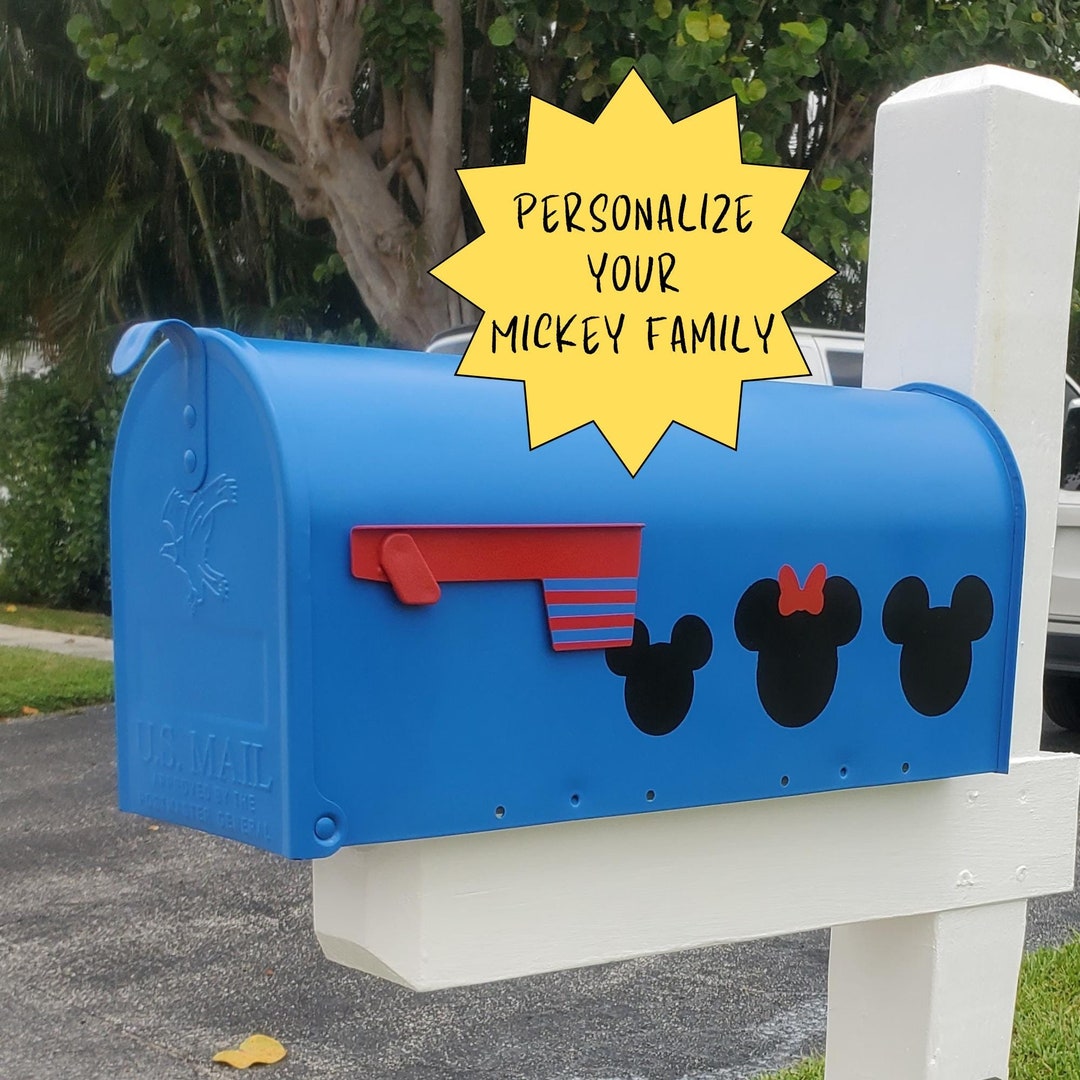 Disney Theme Mailbox Painted Mickey Mouse Family Custom Blue Mailbox ...