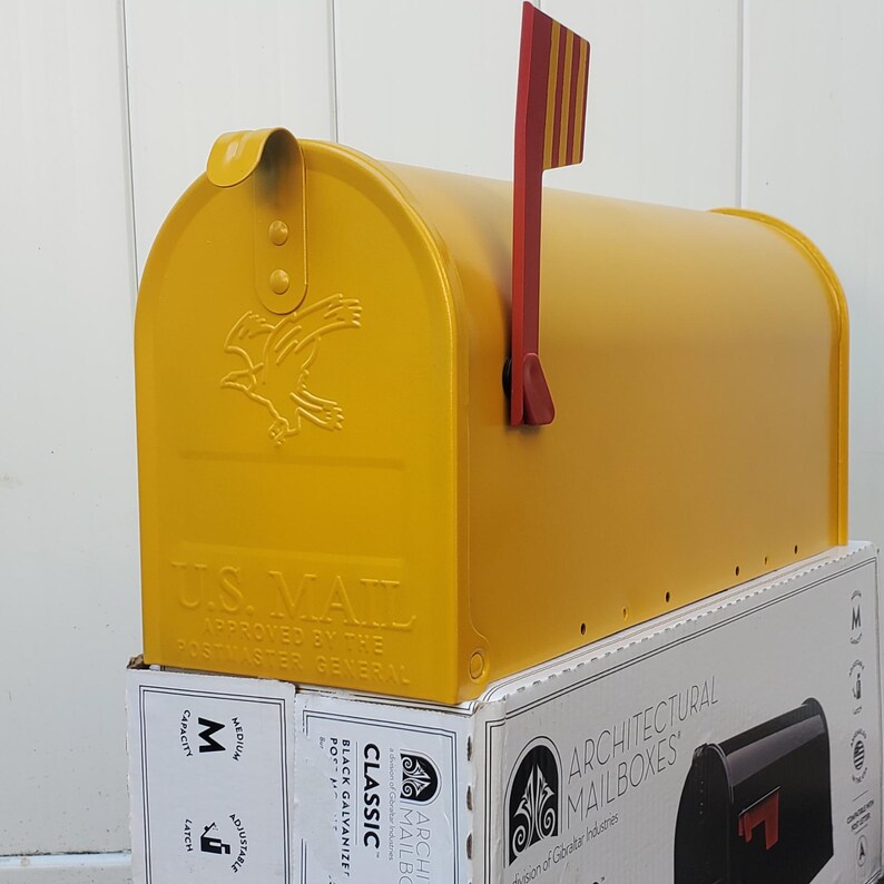 Marigold Yellow Mailbox, Custom Painted Mailbox, Realtor Closing Gift ...