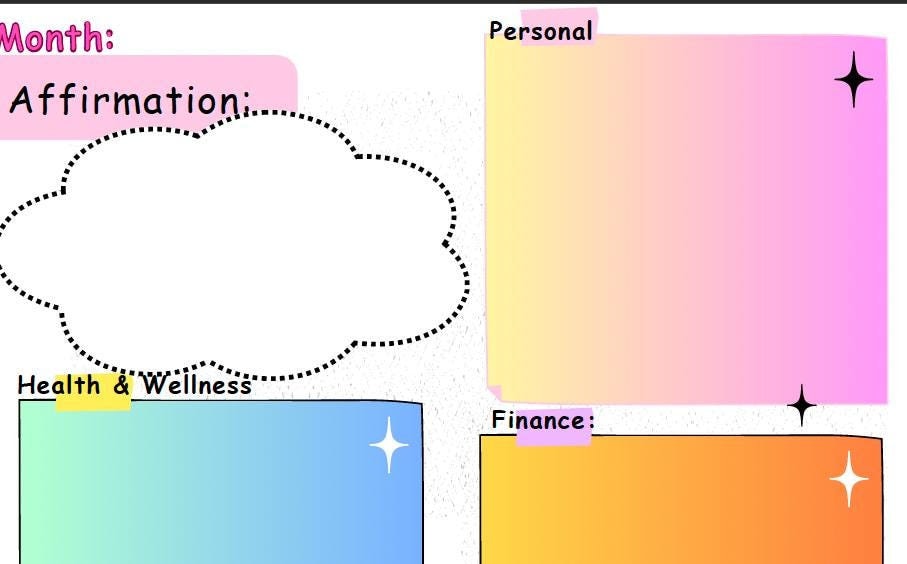 Monthly Vision Board Template - Etsy