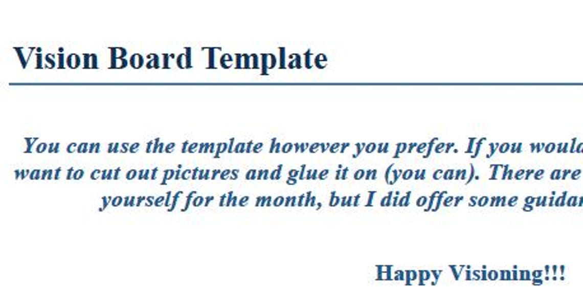 Monthly Vision Board Template - Etsy