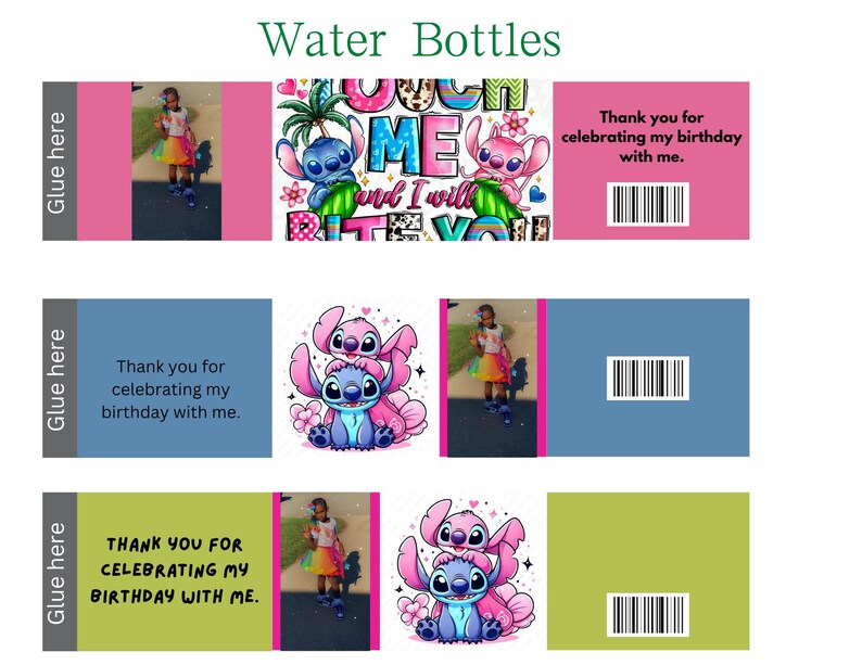 Stitch and Angel Juice and Water Bottle Label - Etsy