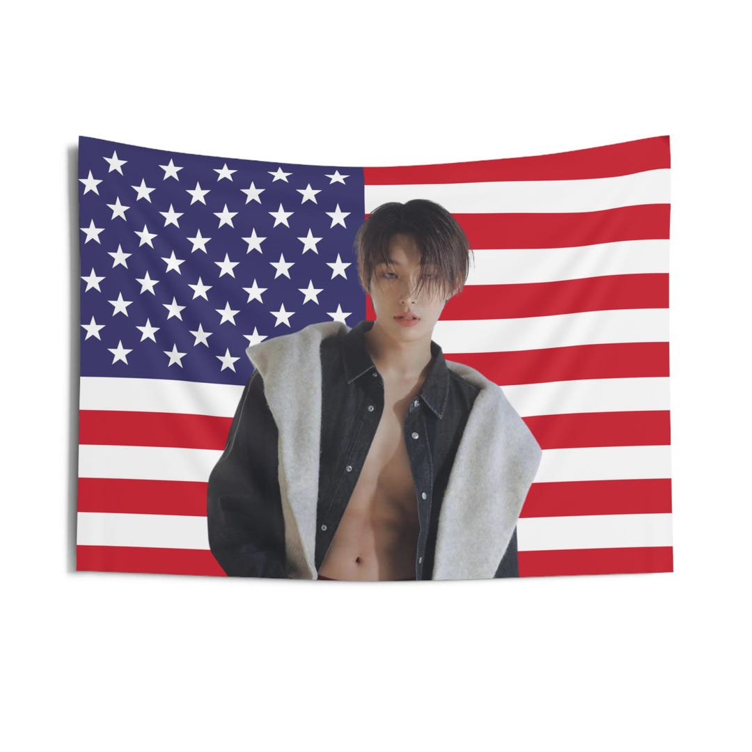 THANK God for Mingi Song American Flag Ateez Concert Banner, Fix ON ...