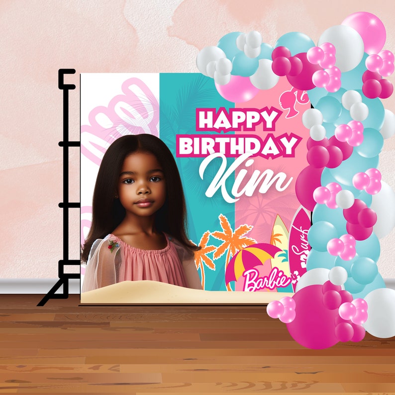 Malibu Barbie Birthday, Beach Barbie, Custom Backdrop, Digital Download ...