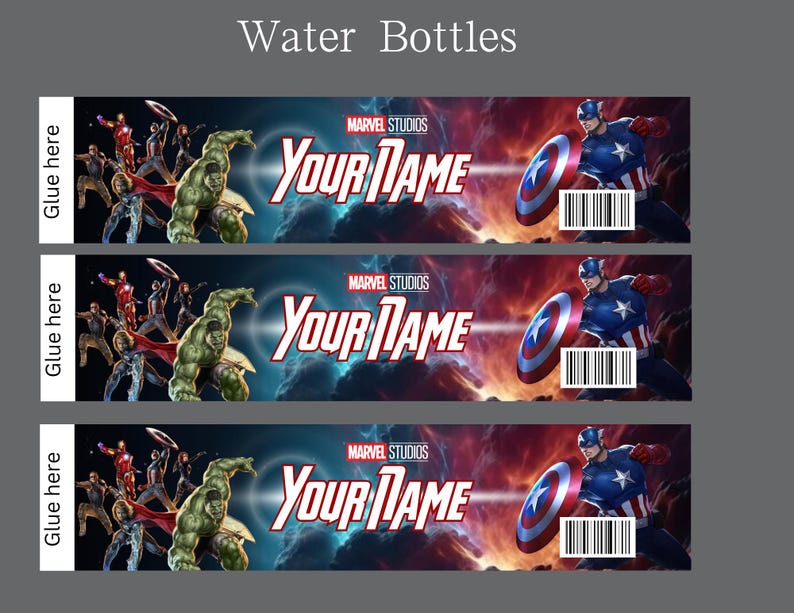 Marvel Water Bottle Labels, Custom Party Favors, Digital Download - Etsy