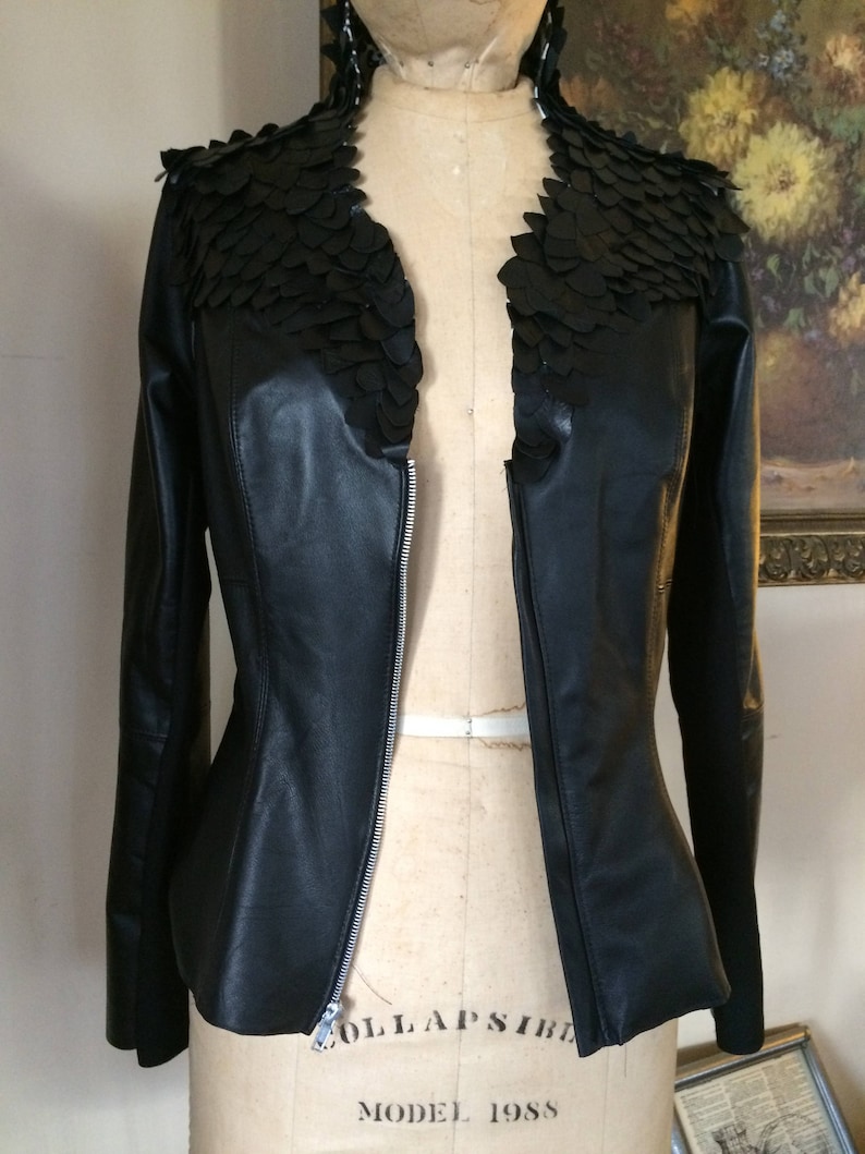 Dragon Scale Fitted Black Leather Jacket custom Made to Your ...