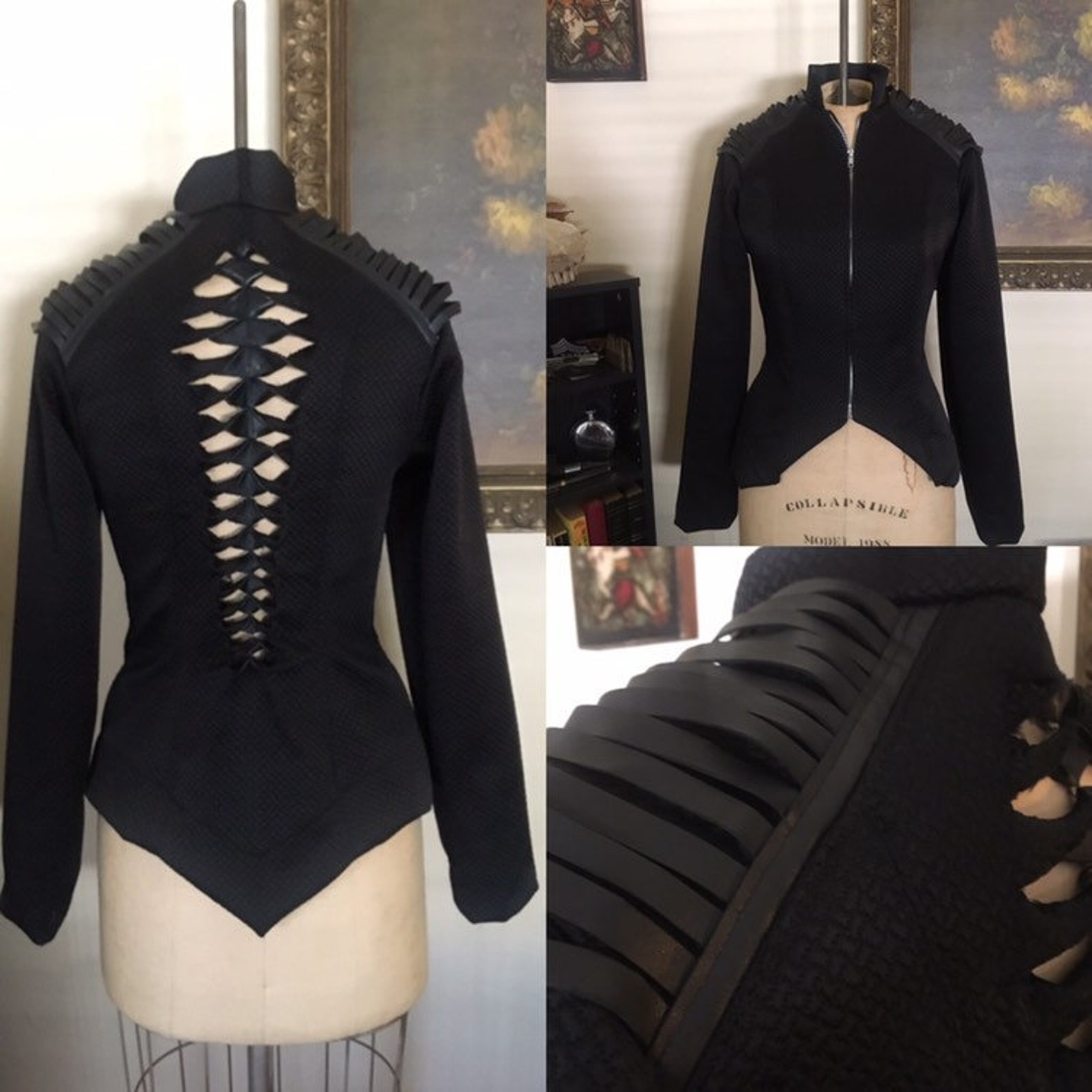 Black Brocade and Leather Jacket Inspired by Cersei Lannister [custom ...