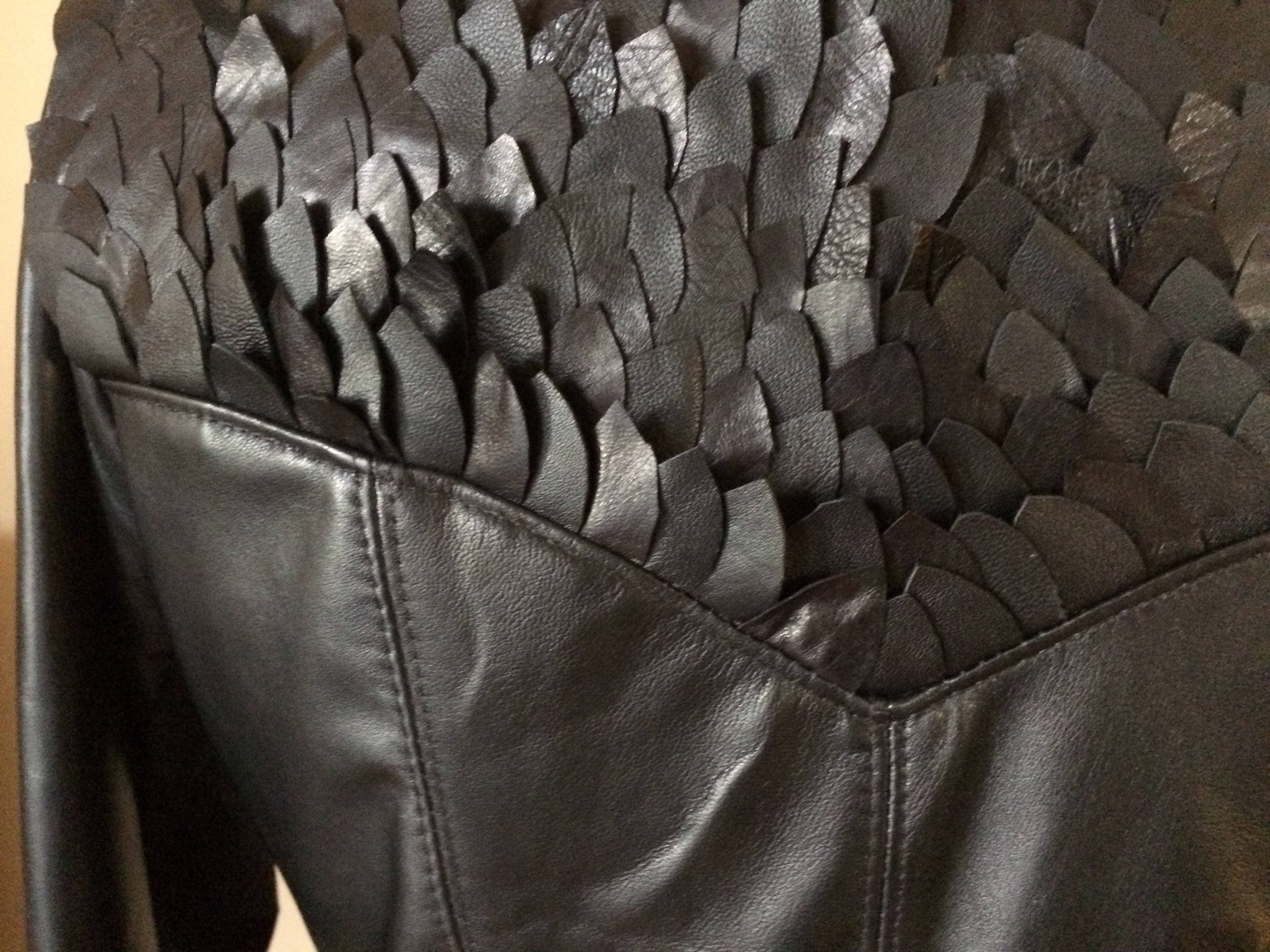 Dragon Scale Fitted Black Leather Jacket custom Made to Your ...
