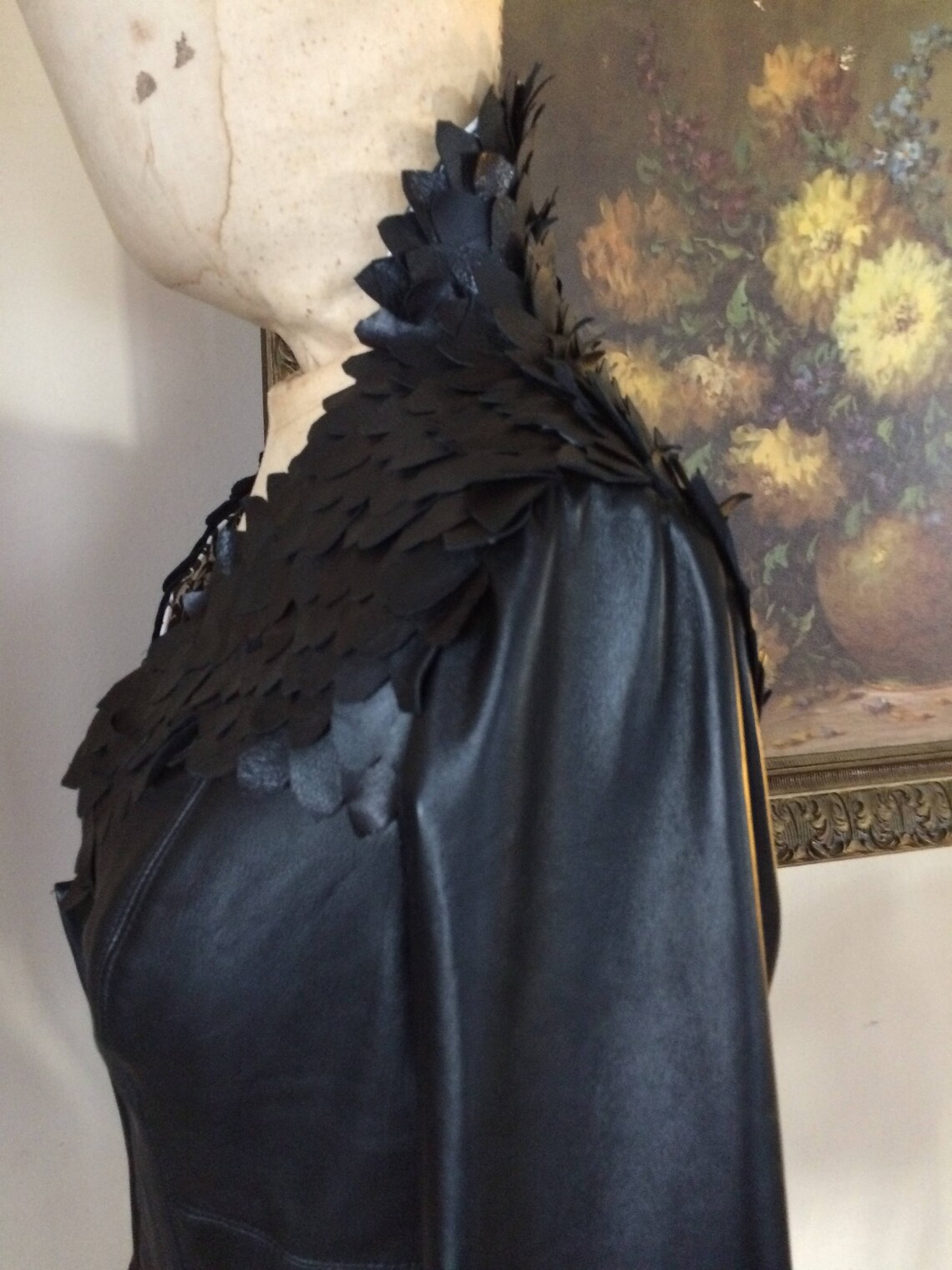 Dragon Scale Fitted Black Leather Jacket custom Made to Your ...