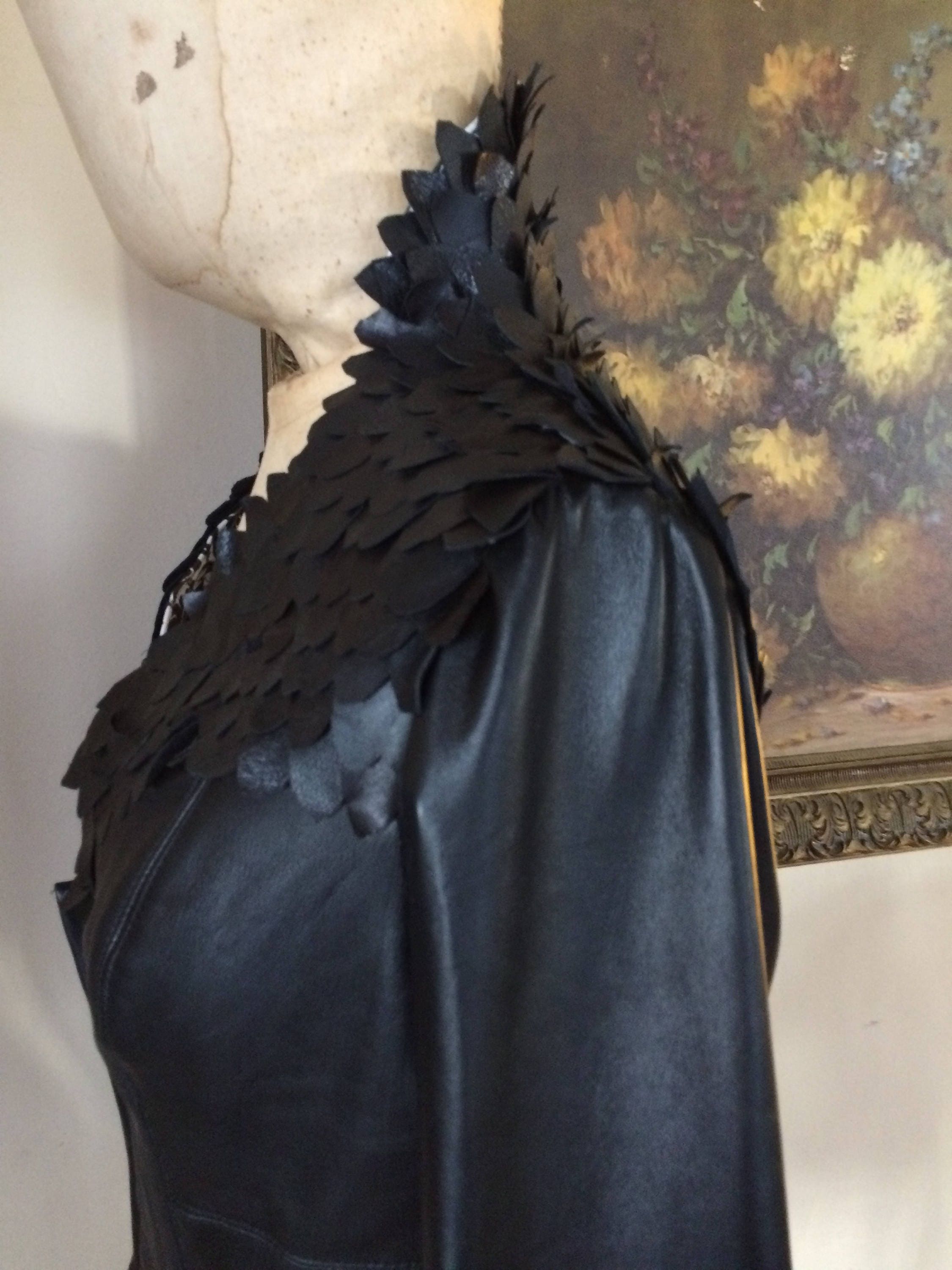 Dragon Scale Fitted Black Leather Jacket custom Made to Your ...