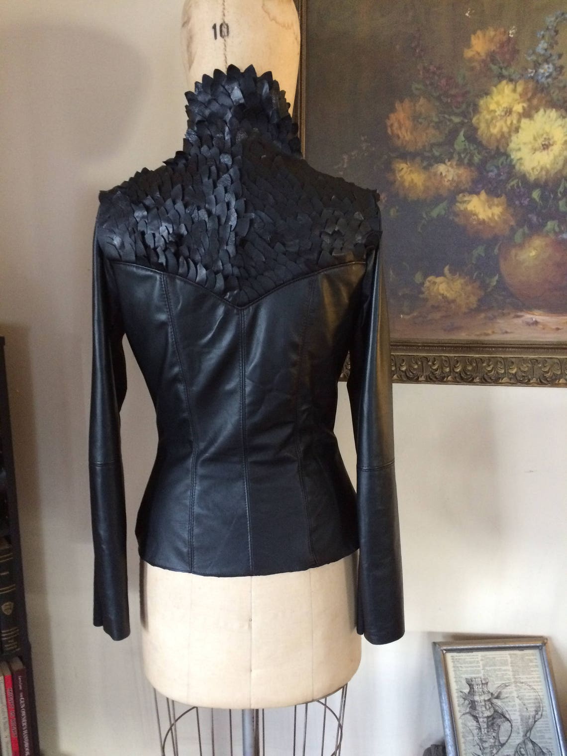 Dragon Scale Fitted Black Leather Jacket custom Made to Your ...
