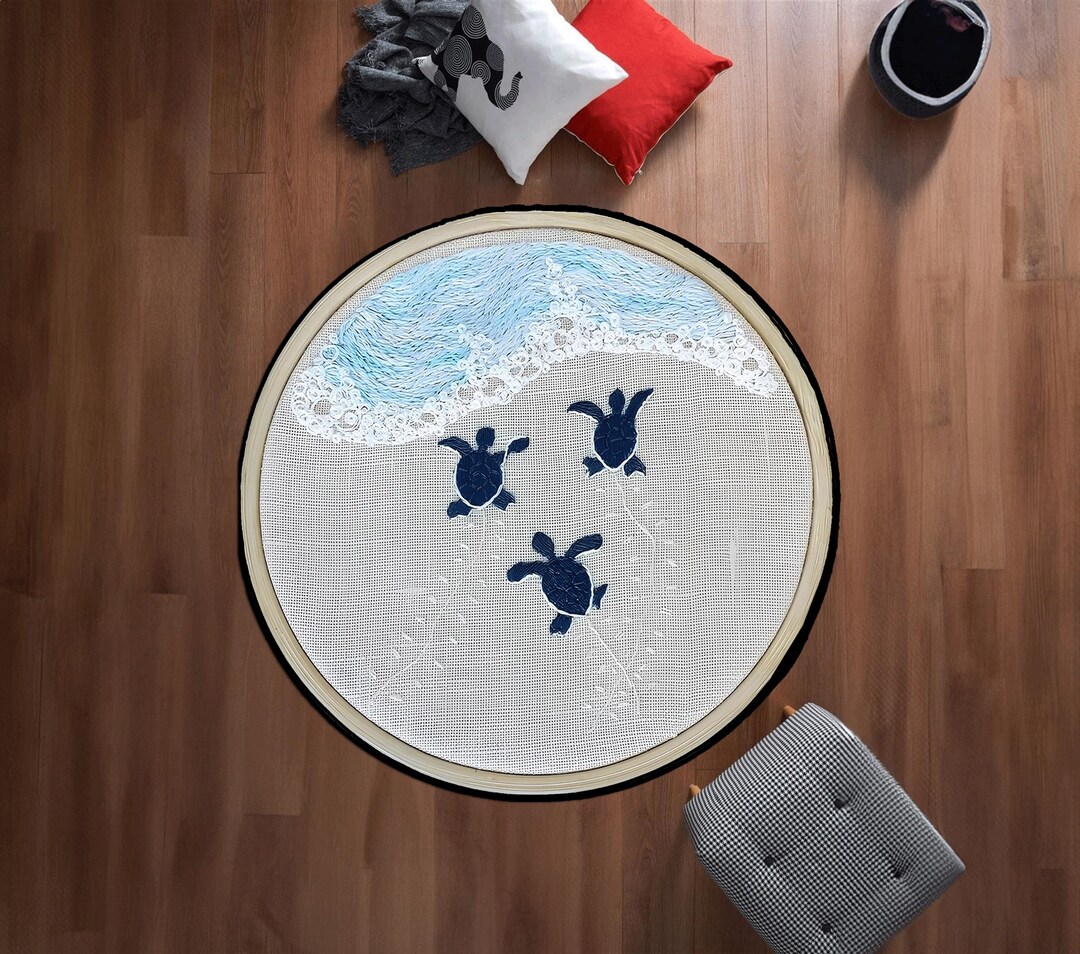 Wave Rug, Caretta Caretta Rug, Koi Pond Fish Rug, Green Moss Rug, Moss ...