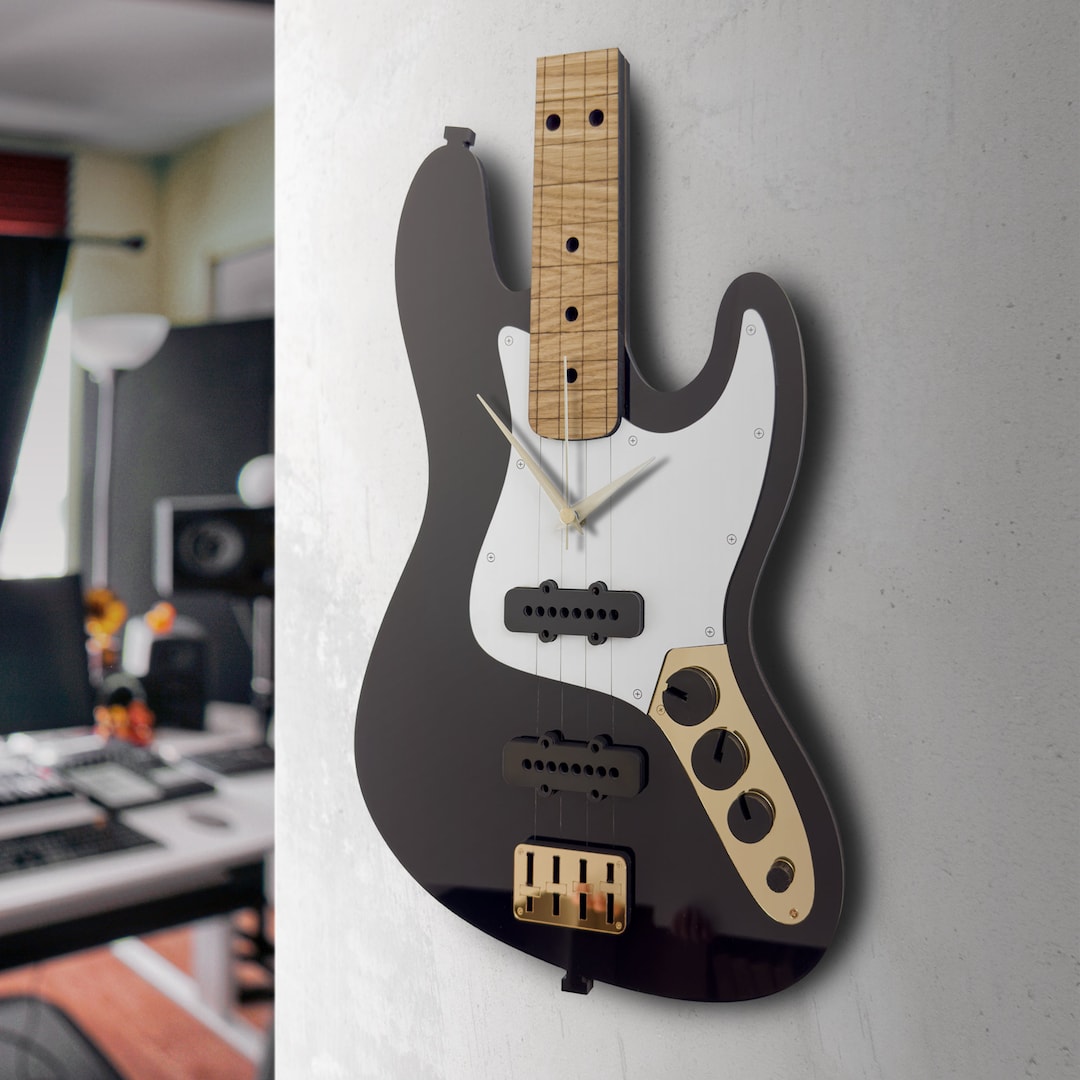 Guitar Wall Clock Decorative Bass Guitar Wall Decor Musician Gift ...