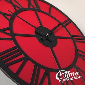 Roman Numeral Wooden Red Wall Clock Timeless Unique Home Decor Large ...