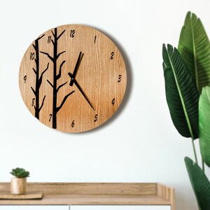 Tree Branch Themed Wall Clock, Natural Oak Wooden Wall Clock, Rustic ...