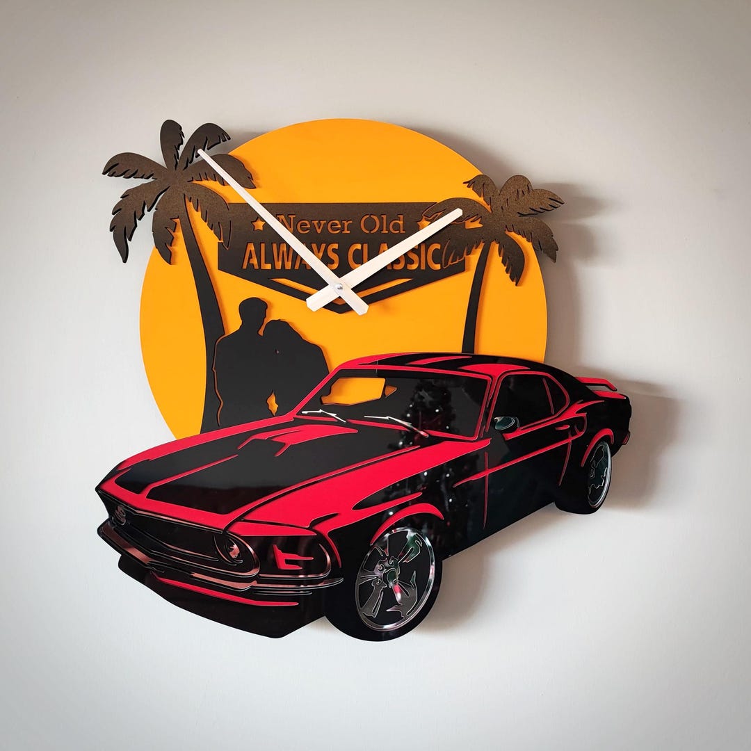 Iconic American Car Wall Clock Handmade Retro Multi-layer Clock ...