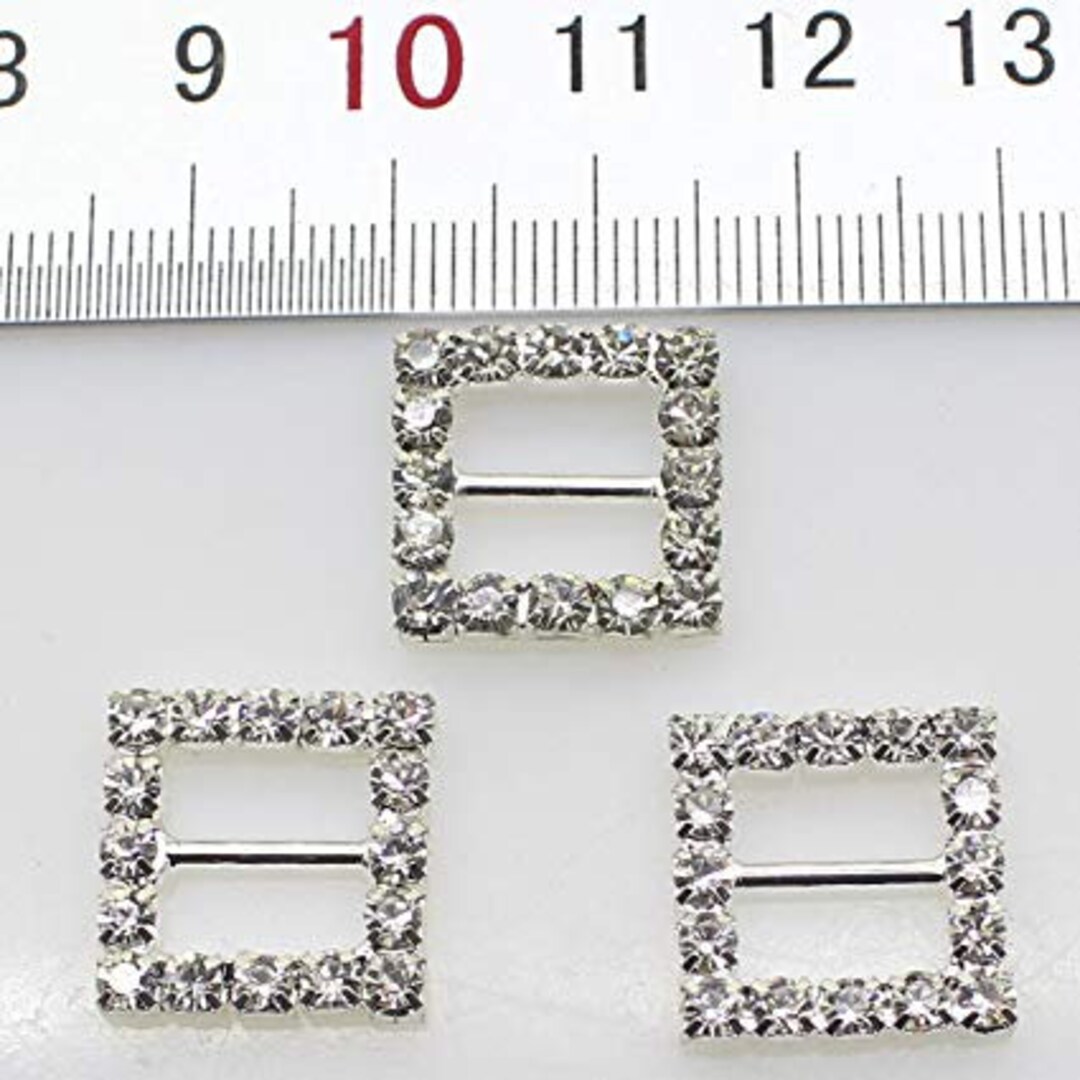 Lot of 10~15 MM Quality Square Rhinestone Buckle Slider for Invitations ...