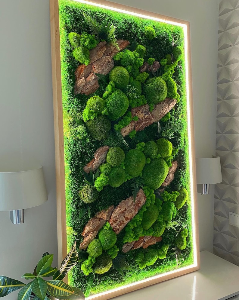 Preserved Moss Ceiling Panel With LED Lights | Eco-friendly Zero Care ...