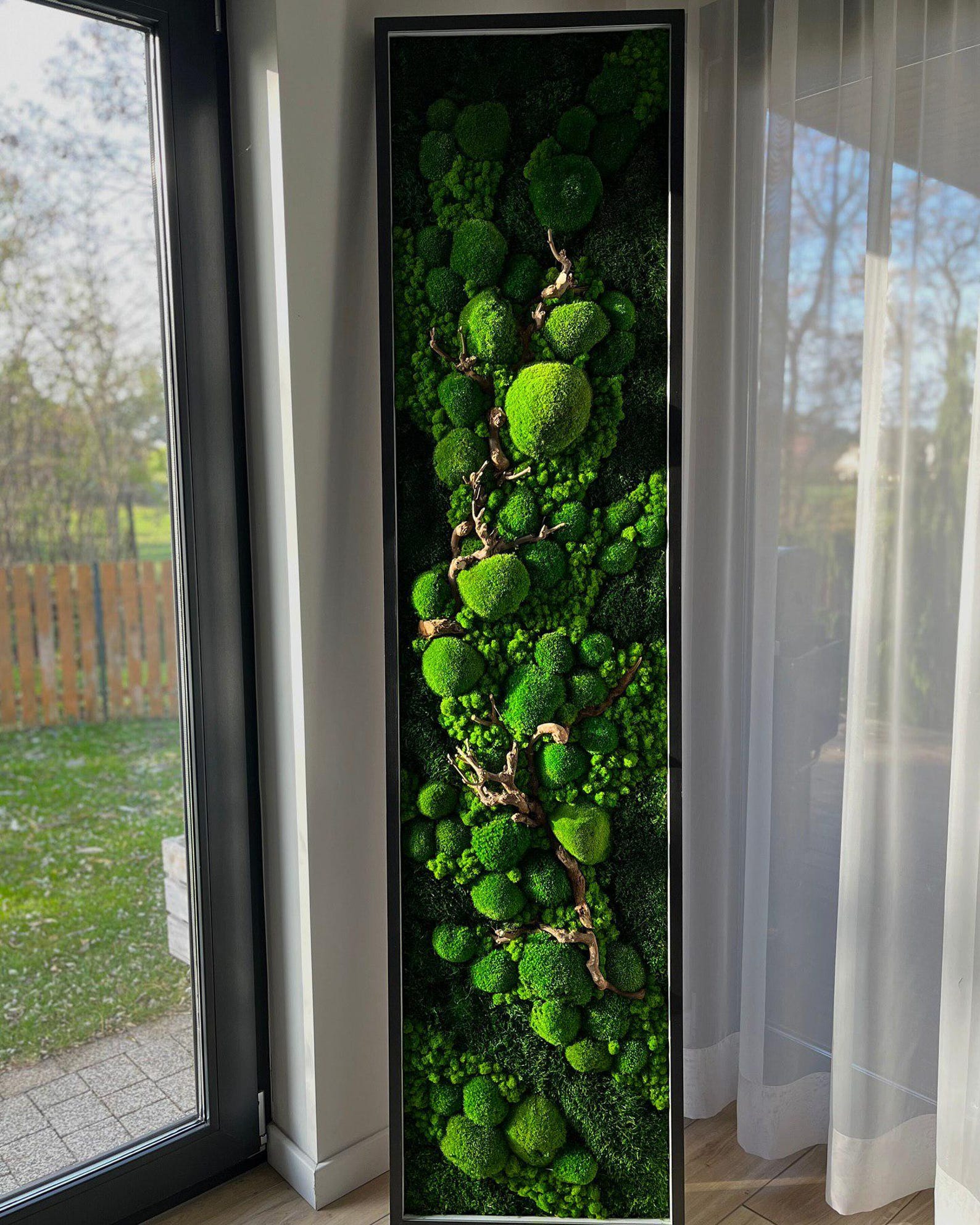 Luminous Reindeer Moss Wall Art With Branches | Custom Sizes, Wooden ...