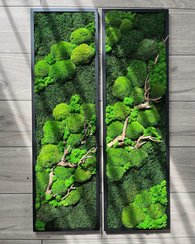 Leuchtende Rentier Moos Wand Kunst mit Zweigen | Sondergrößen ...