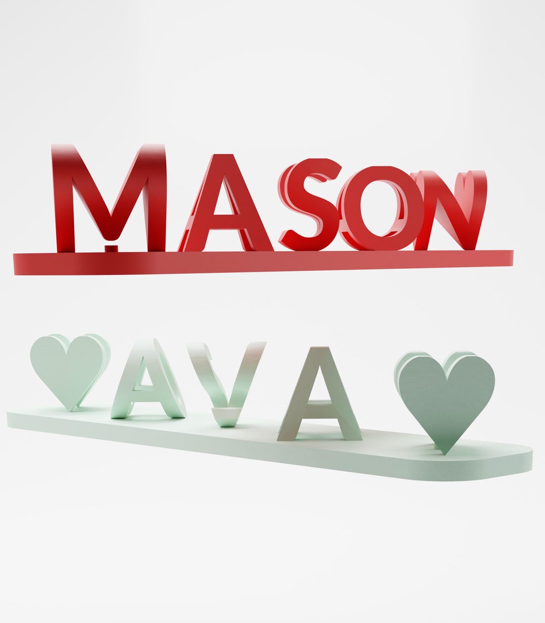 Custom 3D Printed Flip Name Ambigram | Cute Dual Name Optical Illusion ...