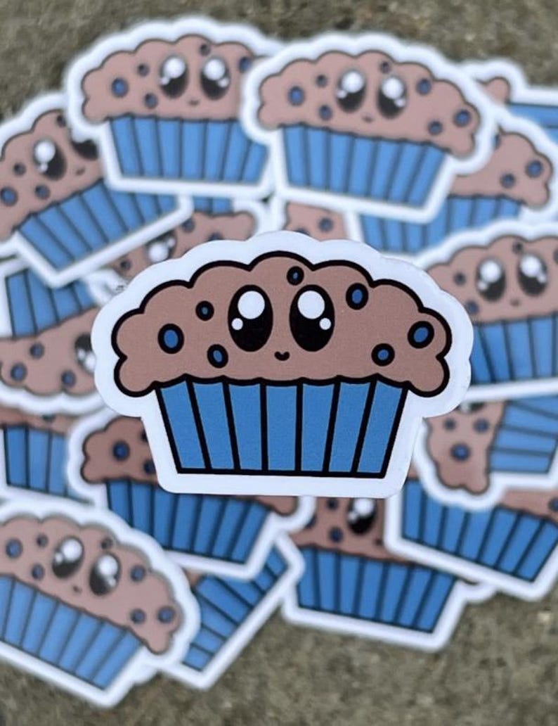 Blueberry Muffin Weatherproof Matte Sticker L Laminate Gloss on Top L ...