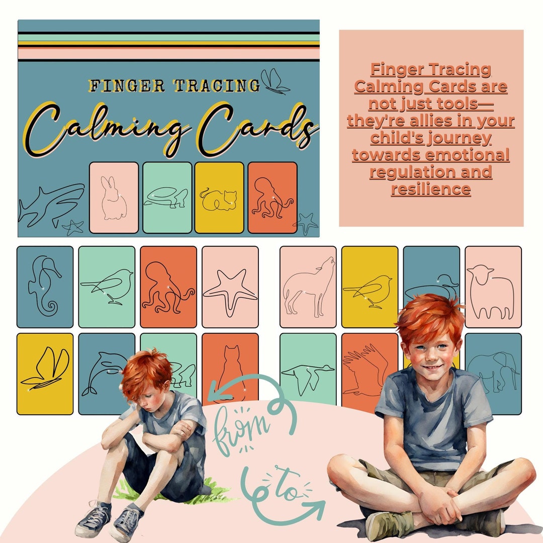 Finger Tracing Calming Cards Kids Sensory Processing Coping Strategies ...