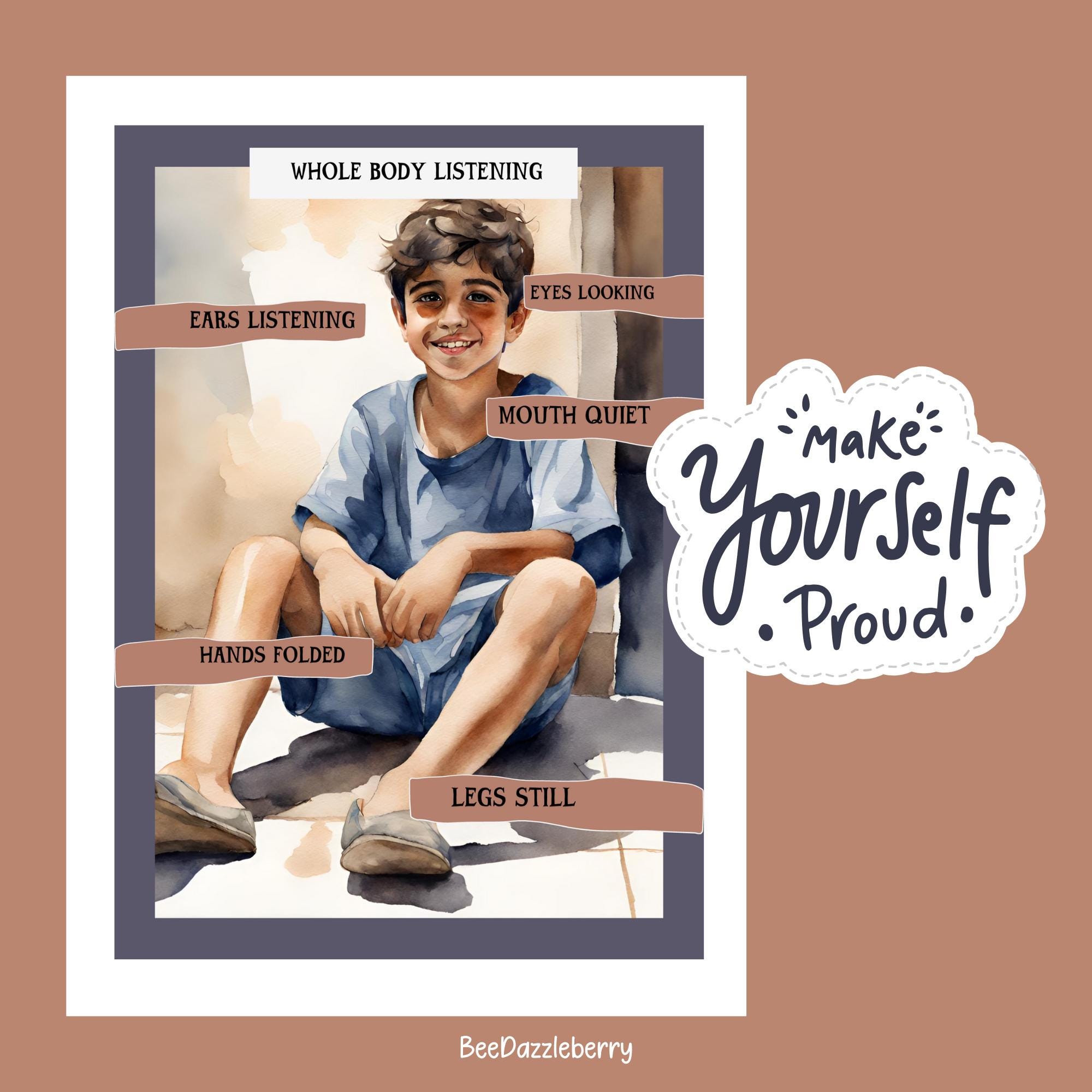 Whole Body Listening Posters Body Awareness Calming Activity Therapy ...