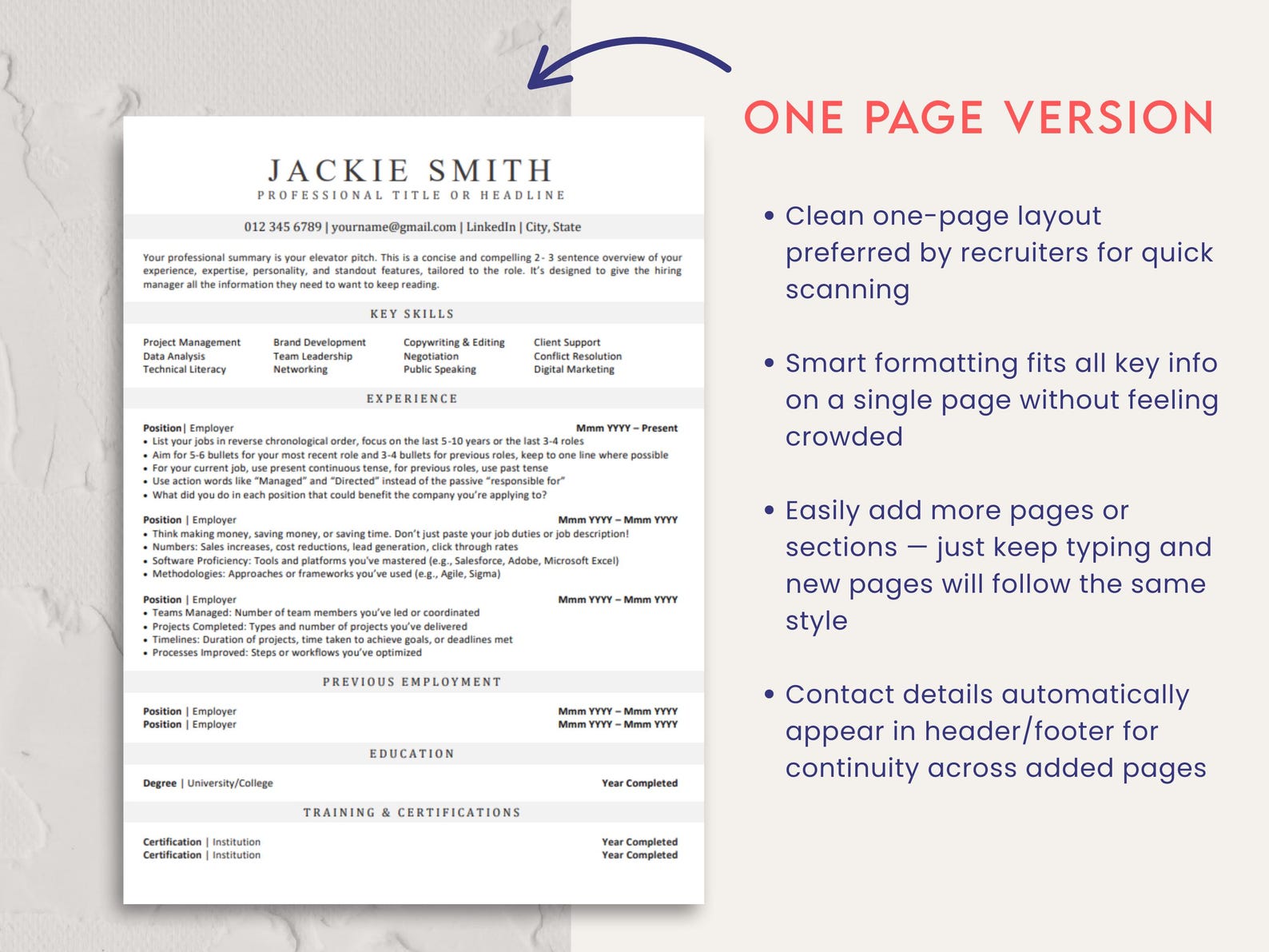 Australian Resume Template | Word, Google Docs Resume | ATS Friendly ...