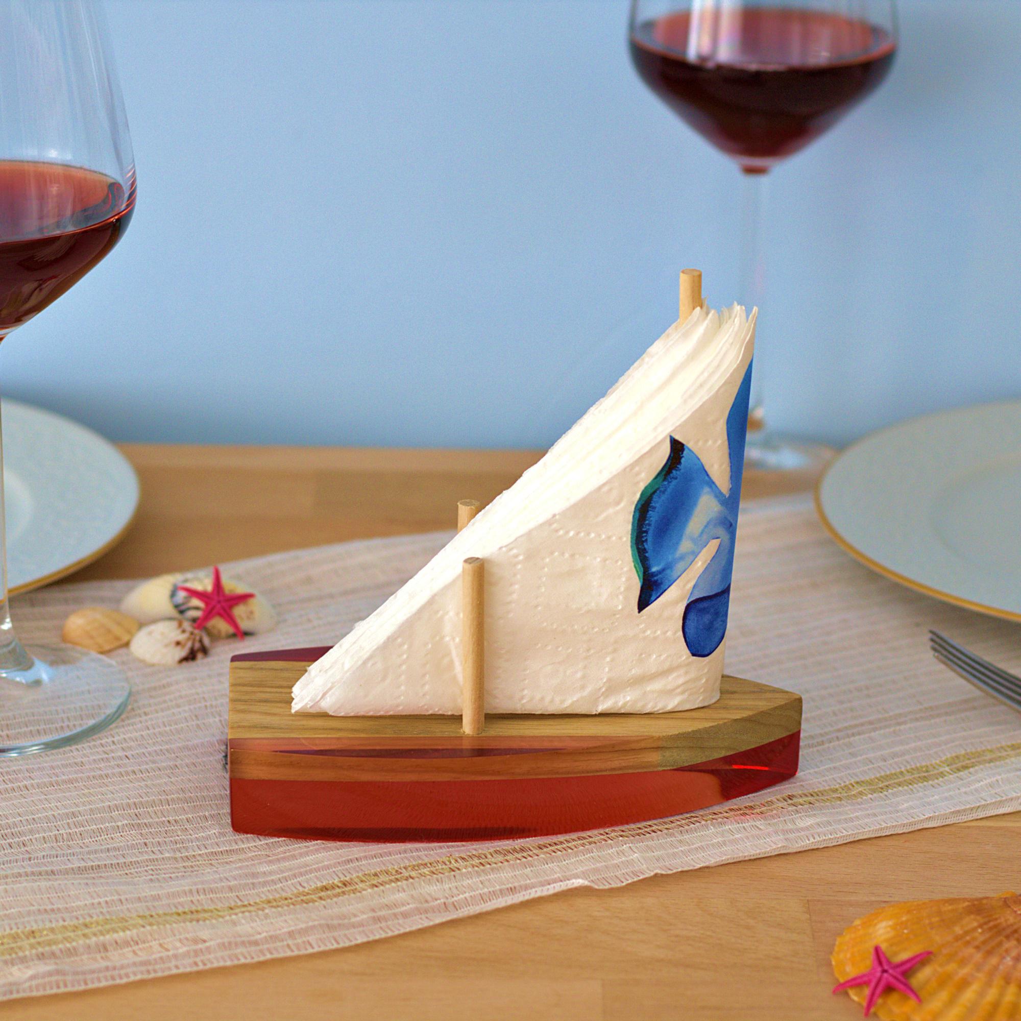 Epoxy and Wood Sailboat Napkin Holder: Nautical Coastal Decor - Etsy