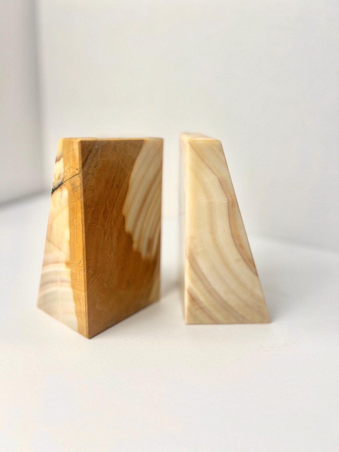 Onyx Marble Wedge Bookends PAIR Heavy, Elegant, and Unique Office Decor ...