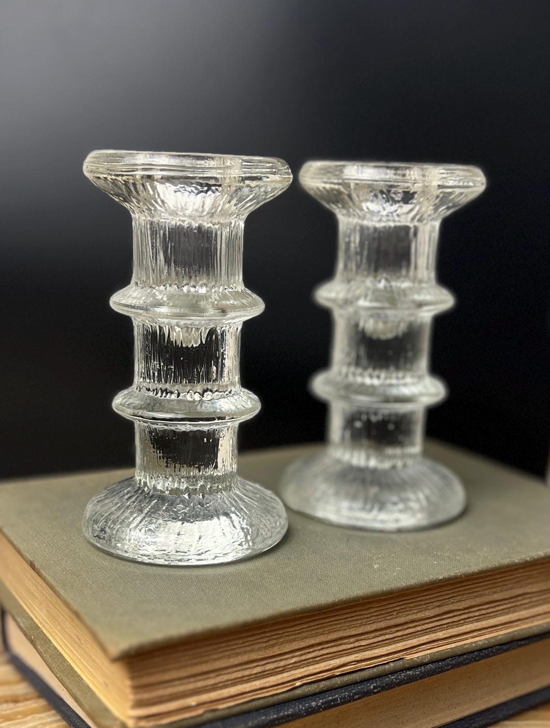 Vintage Pukeberg Two-ring Art Glass Candlesticks Designed by Staffan ...