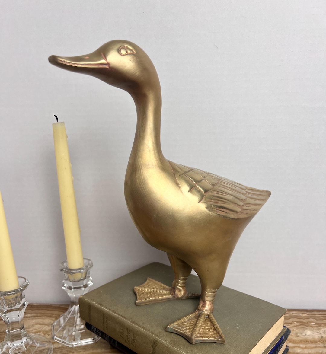 Vintage Brass Duck Figurine Mid-century Modern Decor, Solid Brass Duck ...