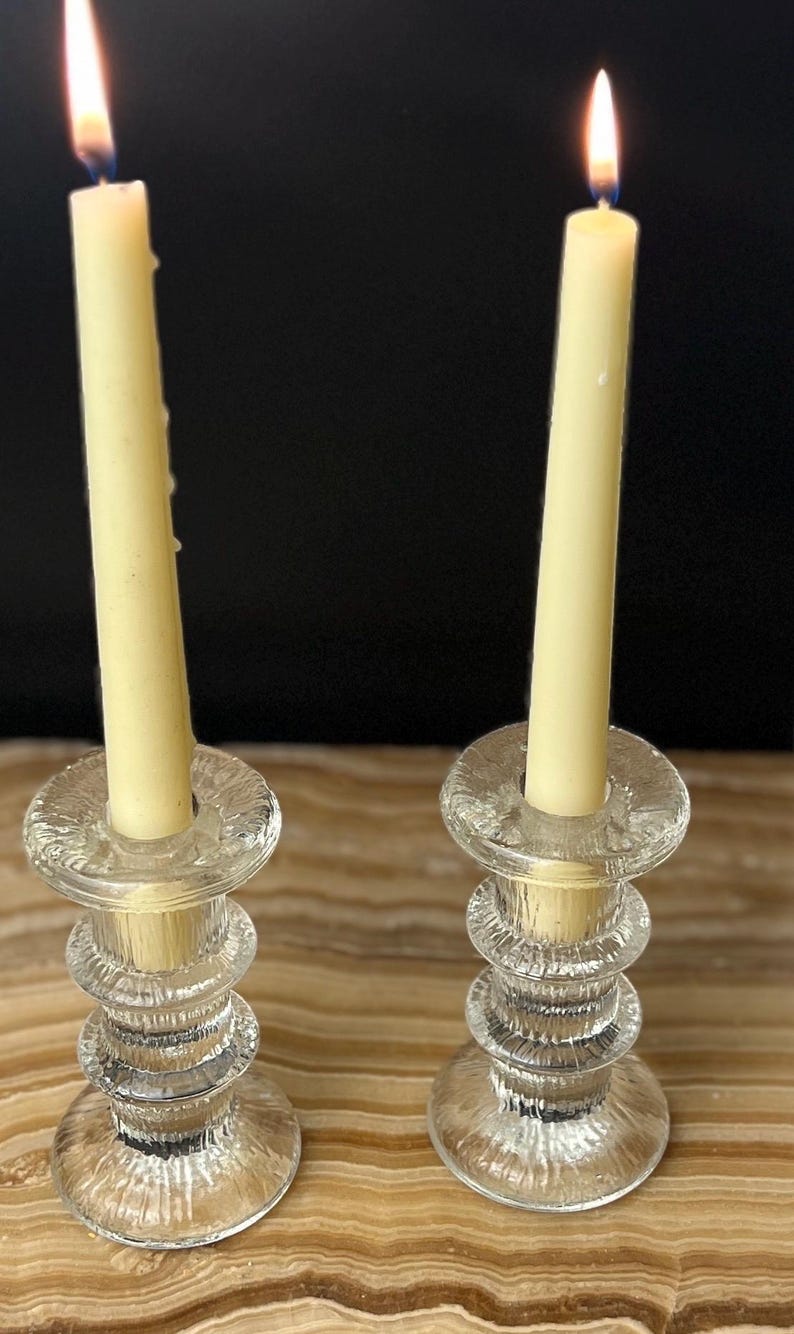 Vintage Pukeberg Two-ring Art Glass Candlesticks Designed by Staffan ...