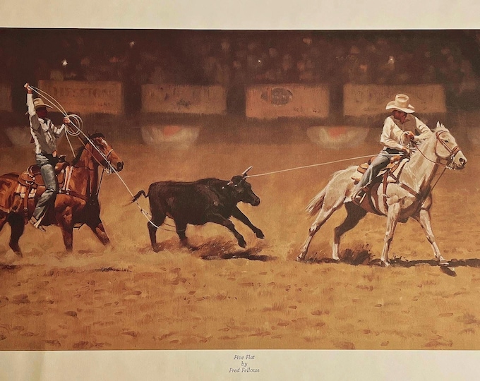 Five Flat by Fred Fellows – Western Rodeo Cowboy Art Print – Vintage ...