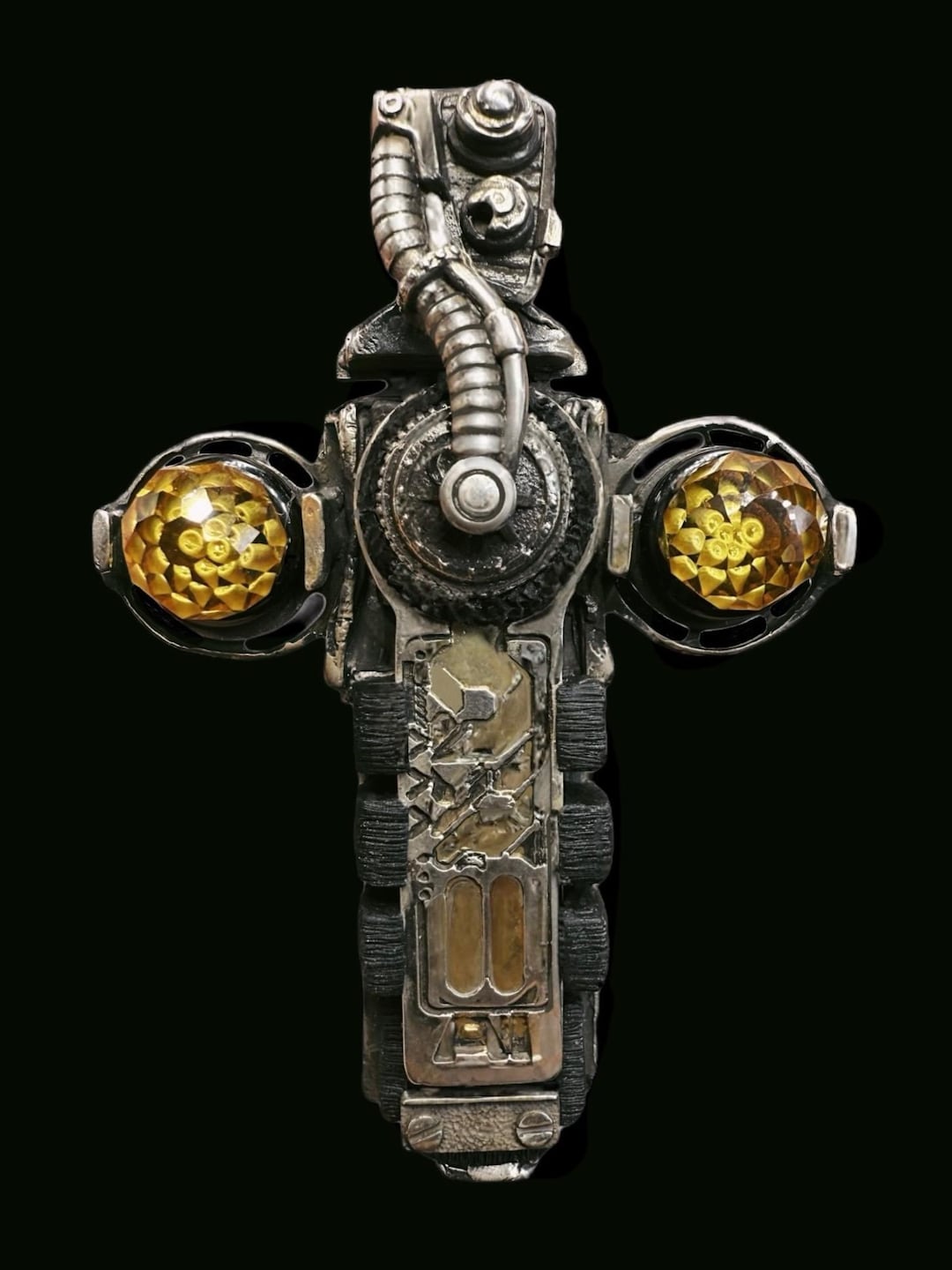 Techno Relic Cross III – Sterling Silver 925 Pendant, Industrial ...