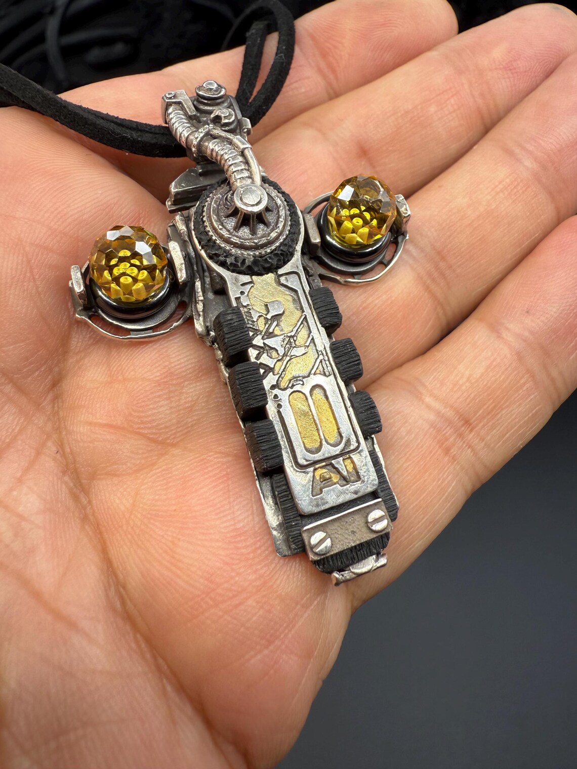 Techno Relic Cross III – Sterling Silver 925 Pendant, Industrial ...