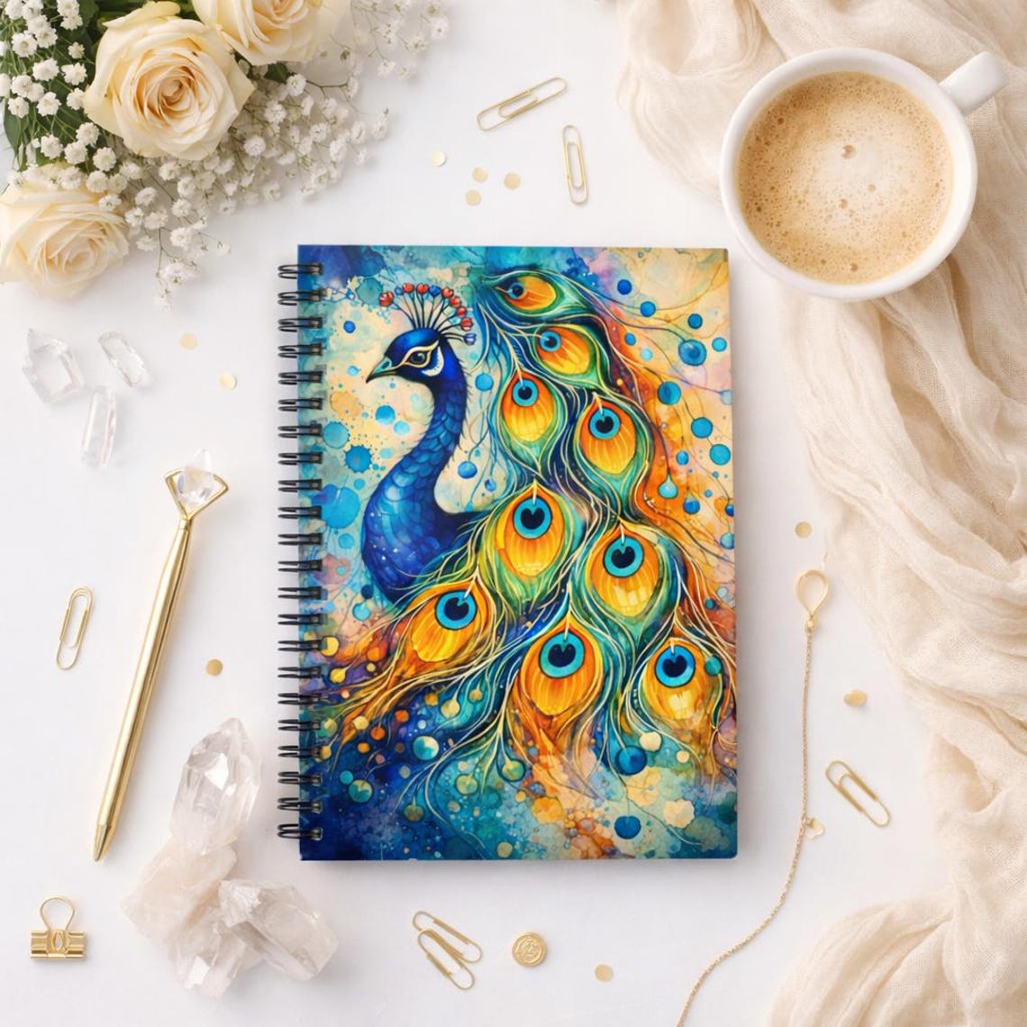 Peacock Dream Spiral Notebook, Colorful Ruled Journal for Writing ...
