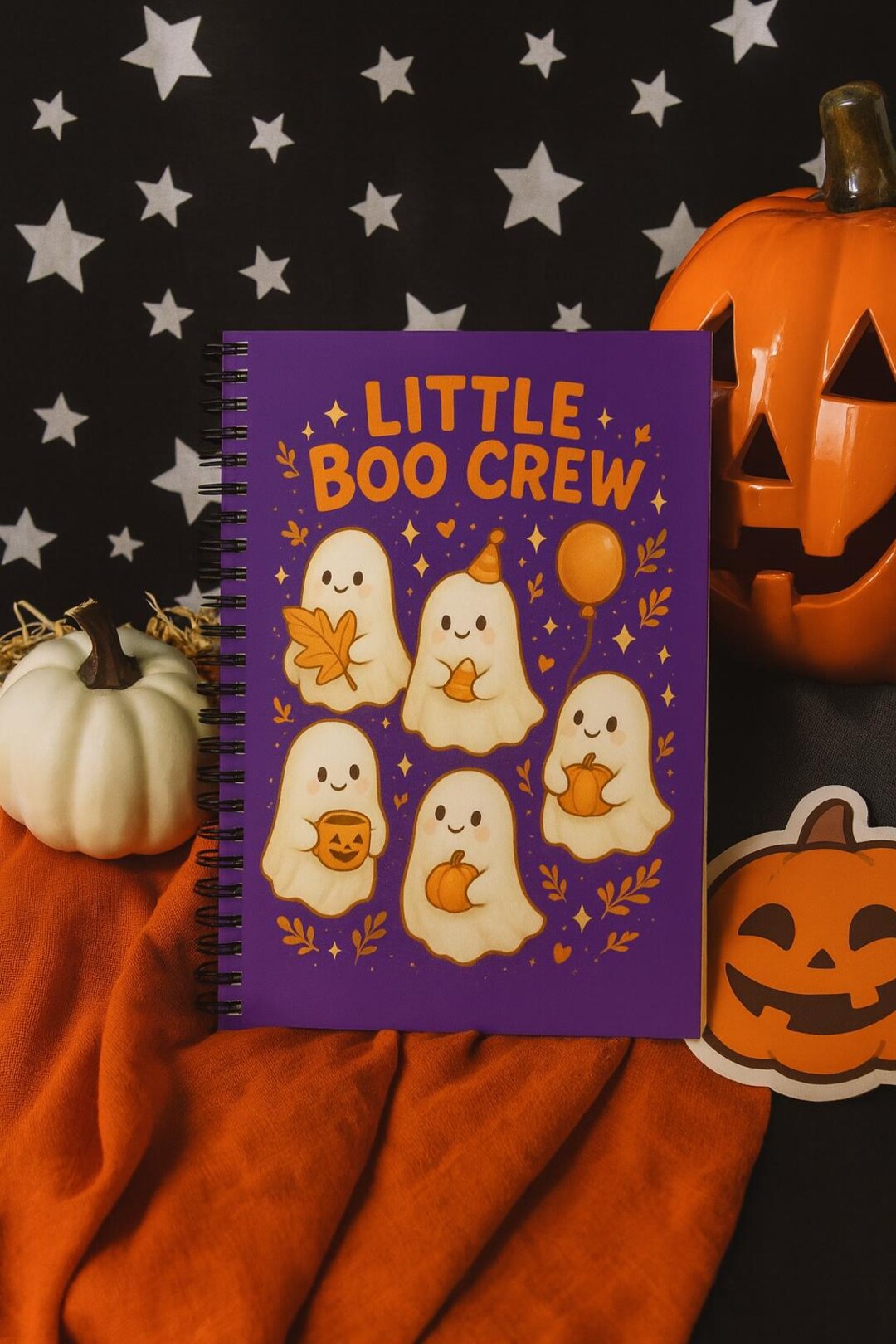 Spooky Ghost Spiral Notebook - Little Boo Crew, Cute Halloween Journal ...