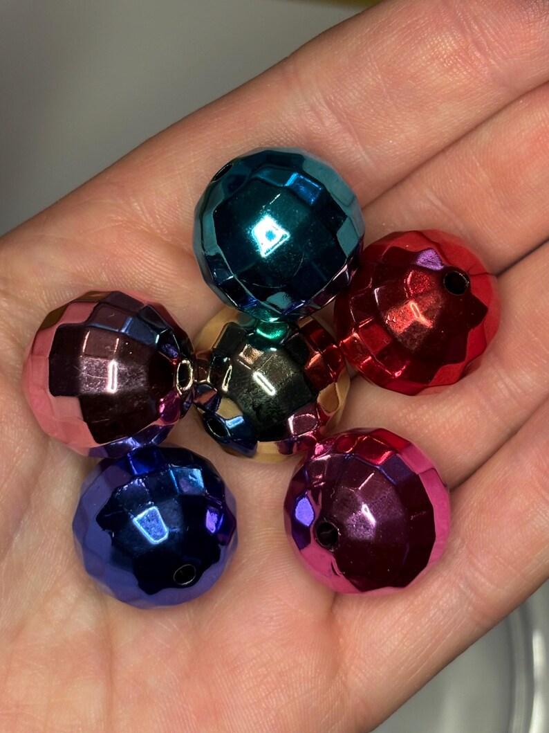 6 Pack Disco Ball Acrylic Beads | Mirrorball Focal Bead | Diy Supply ...