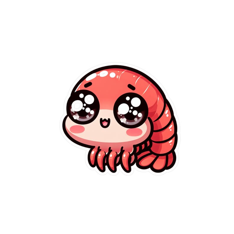 Cute Kawaii Shrimp Prawn Sticker Kiss-cut Vinyl Decals Journal, Laptop ...