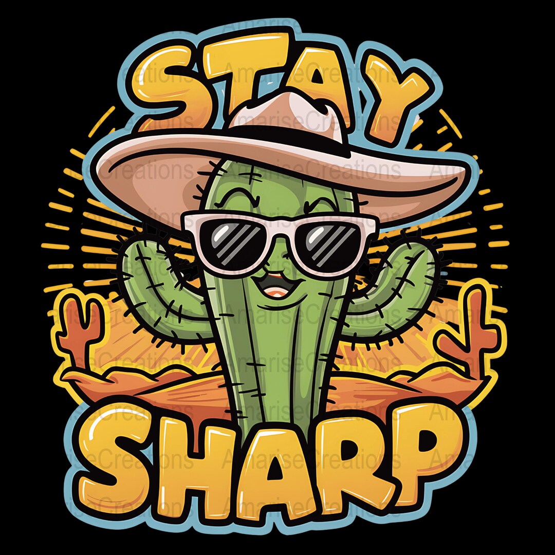 Cowboy Cactus Stay Sharp Clip Art, Cool Cactus PNG, SVG, Desert Plant ...