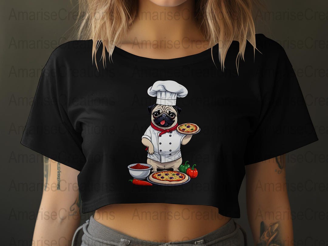 Adorable Pug Chef Cooking Pizza Digital Art, Instant Download, Fun ...