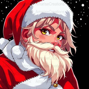 Anime Christmas Santa Claus Digital Art, Cute Santa Clipart, Cartoon ...