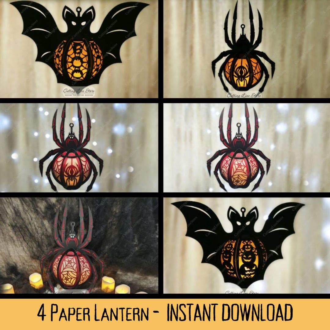 Bat Spider Lantern PDF, SVG Templates for Cricut Project, Scanncut ...