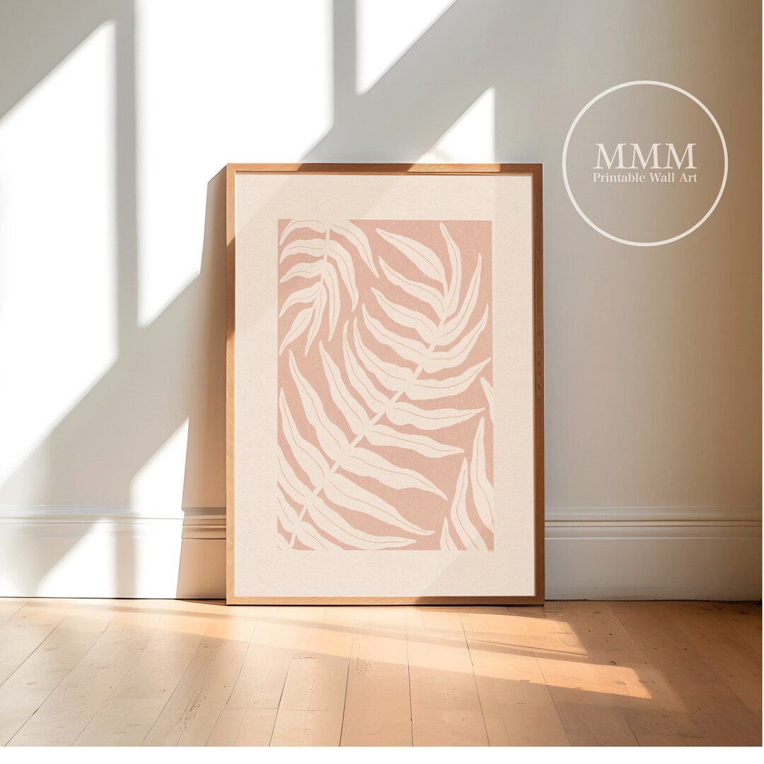Minimalist Fern Blush Pink Cream Digital Artprintable Botanical ...