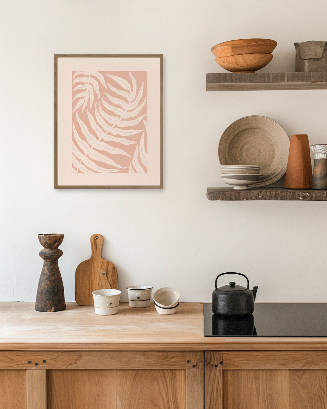 Minimalist Fern Blush Pink Cream Digital Artprintable Botanical ...