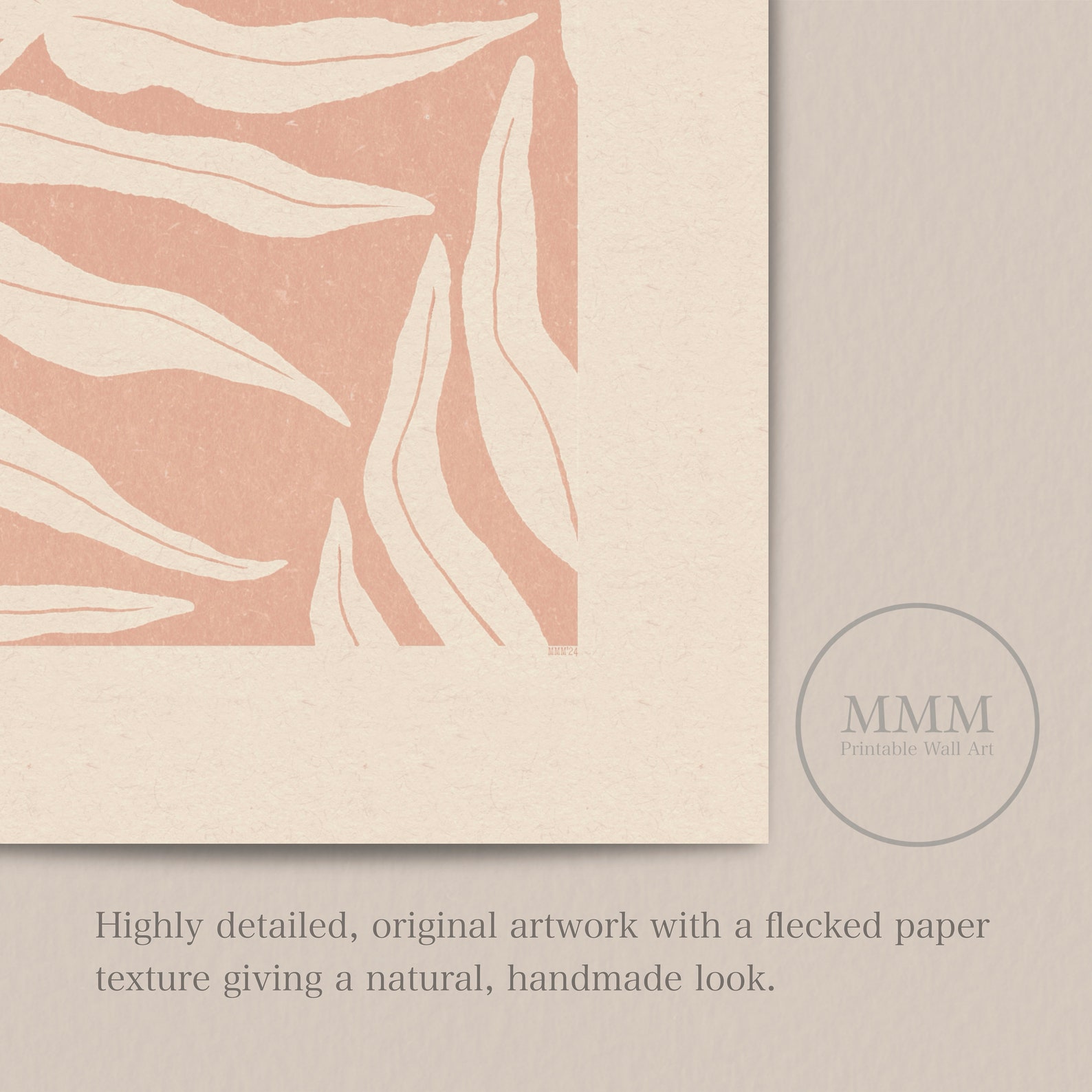 Minimalist Fern Blush Pink Cream Digital Artprintable Botanical ...