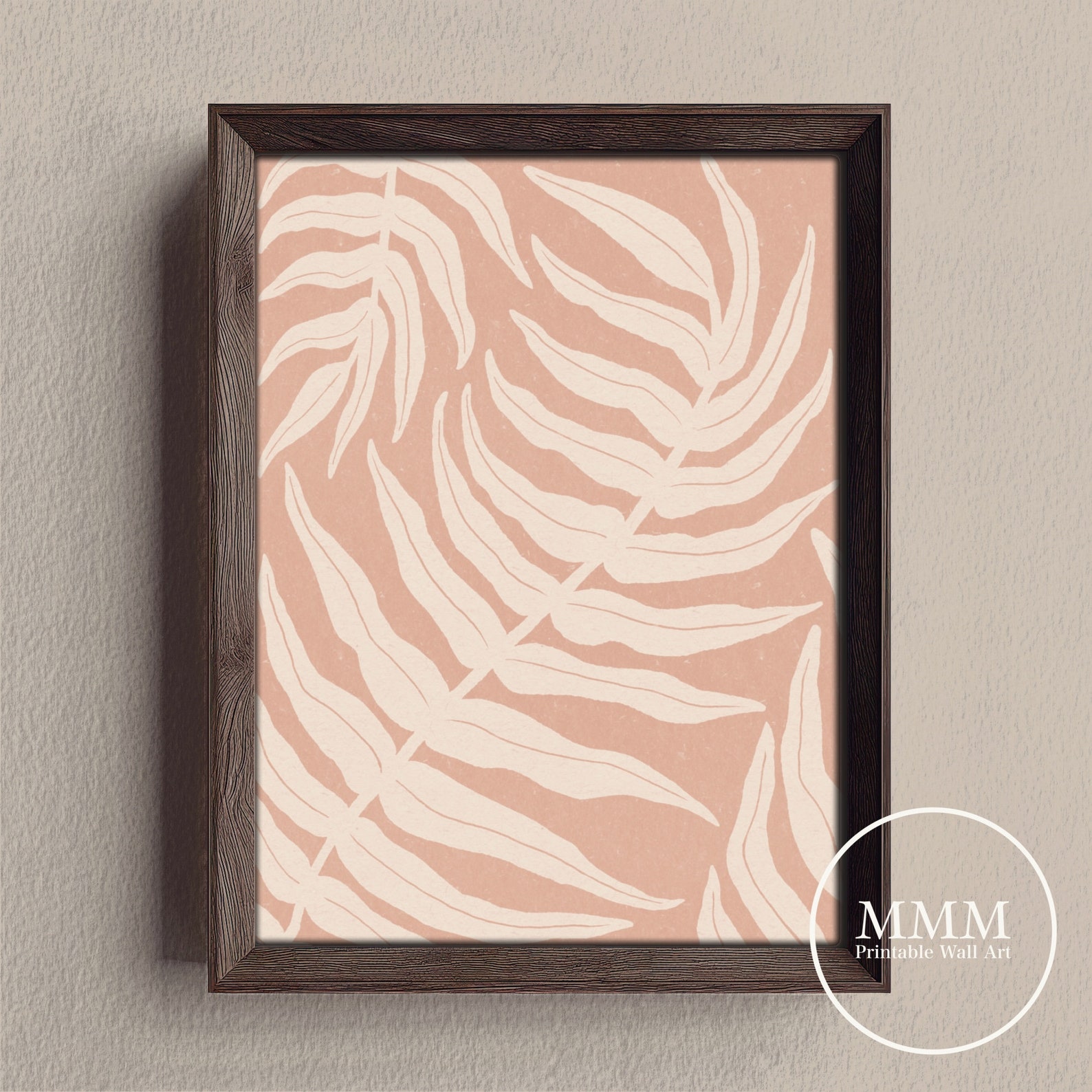 Minimalist Fern Blush Pink Cream Digital Artprintable Botanical ...